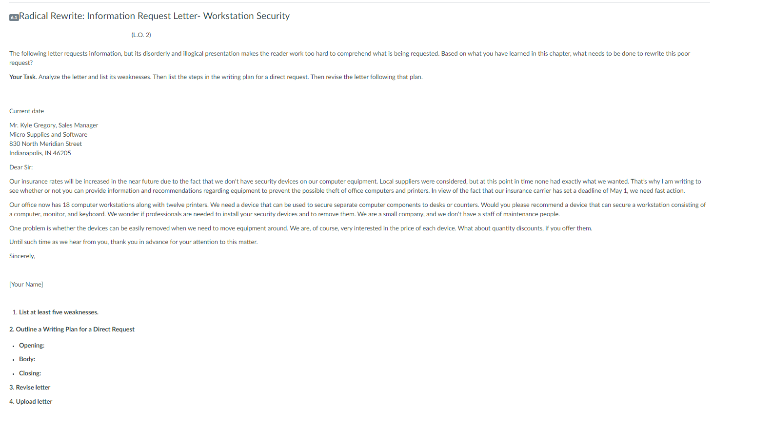 Solved 6.1 Radical Rewrite: Information Request Letter- | Chegg.com