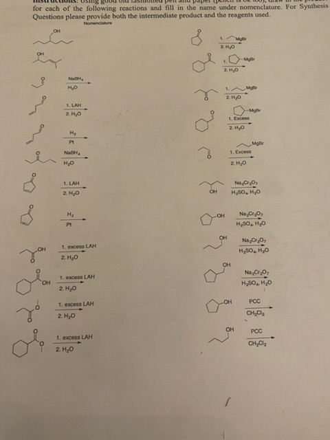 for synthesis questions please provide both the | Chegg.com