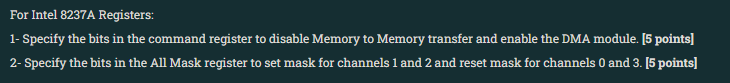 Solved For Intel 8237A Registers: 1- Specify the bits in the | Chegg.com