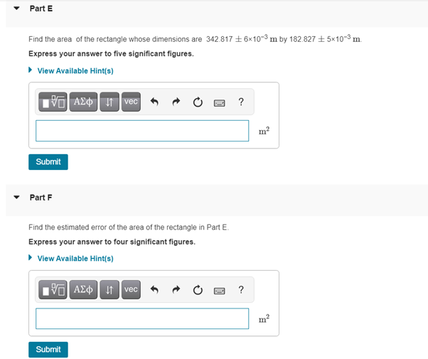 Solved Part A Find the area of the rectangle whose | Chegg.com
