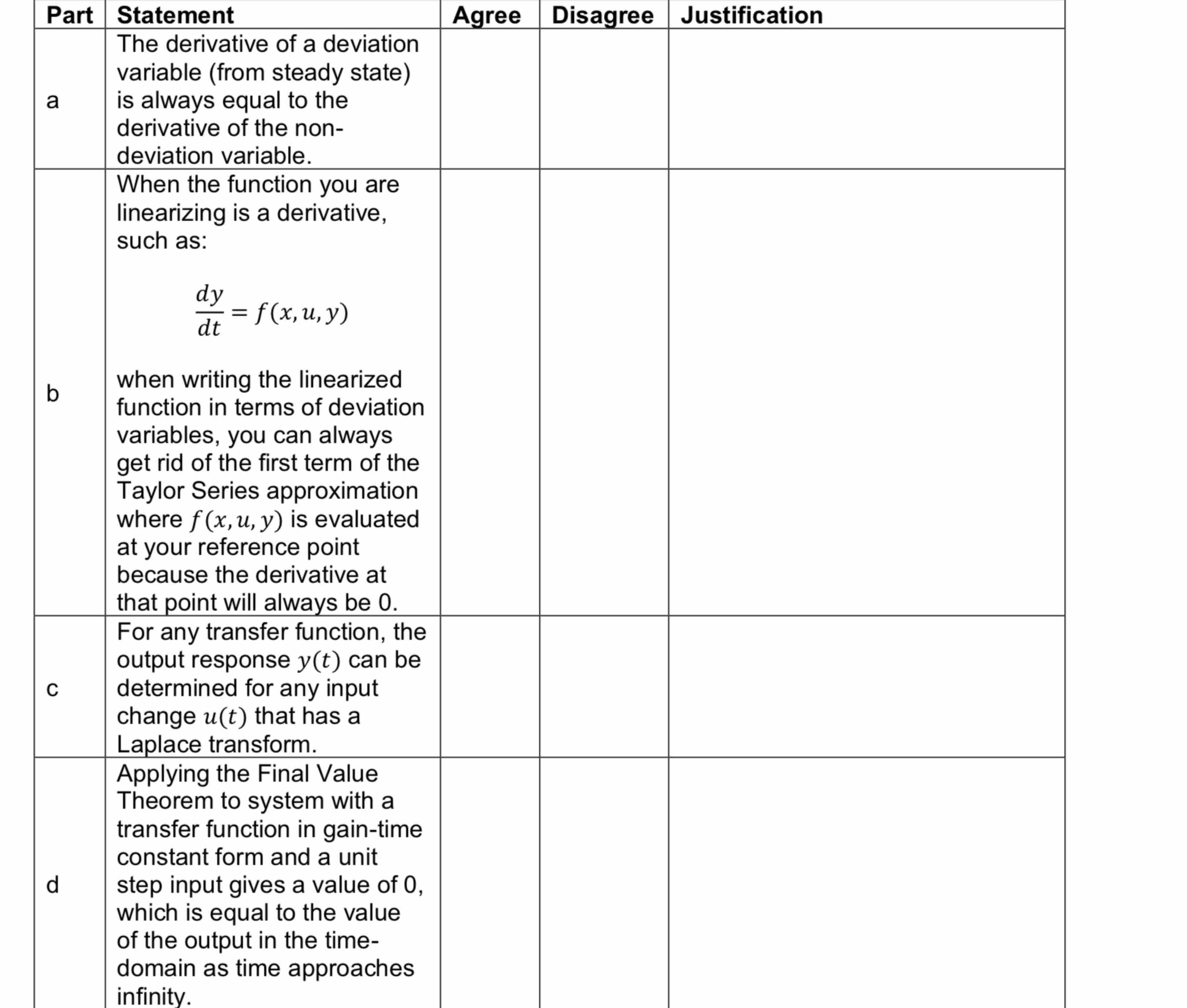 Solved Indicate the statements you agree with in the table | Chegg.com