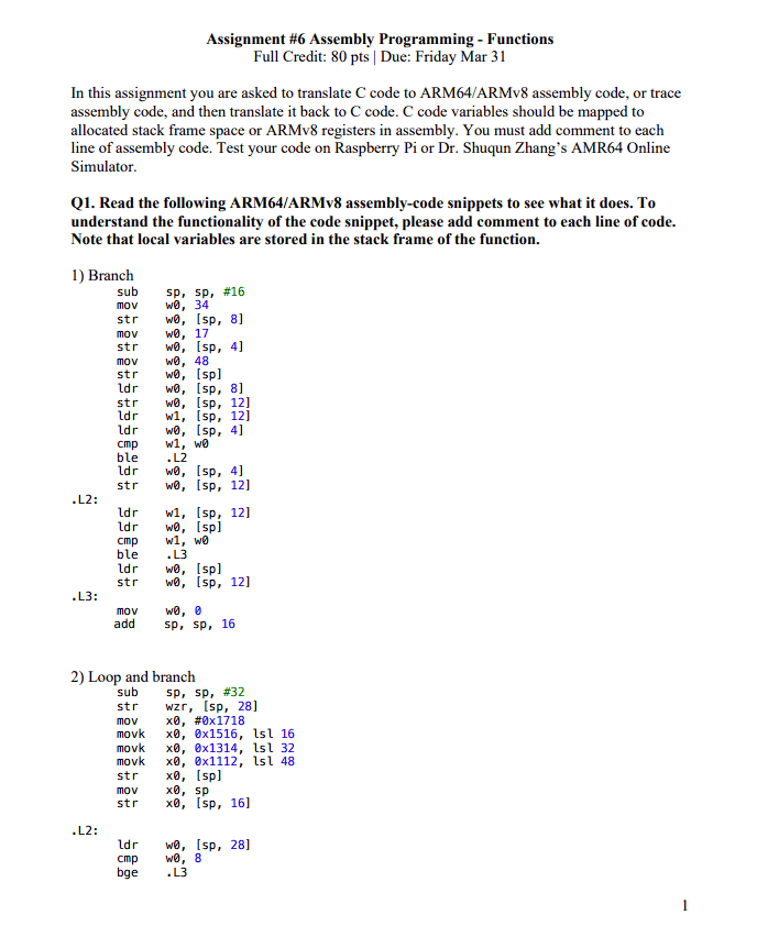 Solved Assignment \#6 Assembly Programming - Functions Full | Chegg.com