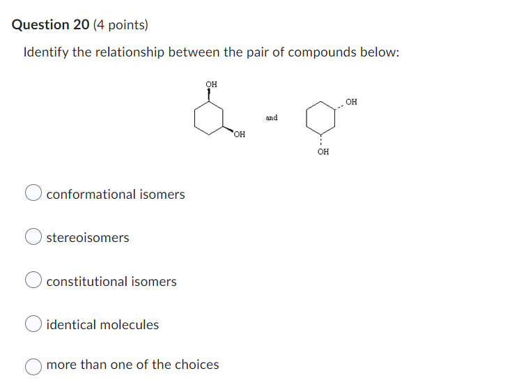 Solved Question 20 (4 points) Identify the relationship | Chegg.com