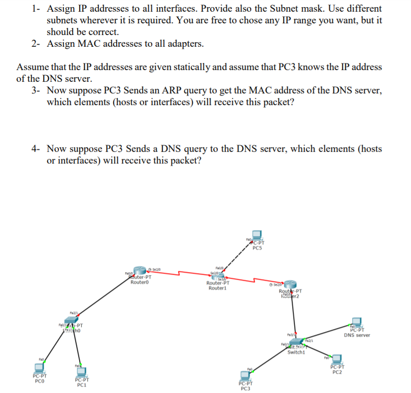 1- Assign IP addresses to all interfaces. Provide | Chegg.com