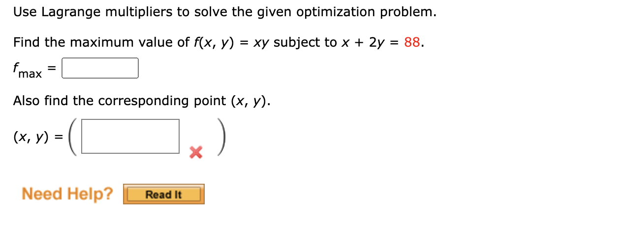 Solved Use Lagrange multipliers to solve the given | Chegg.com