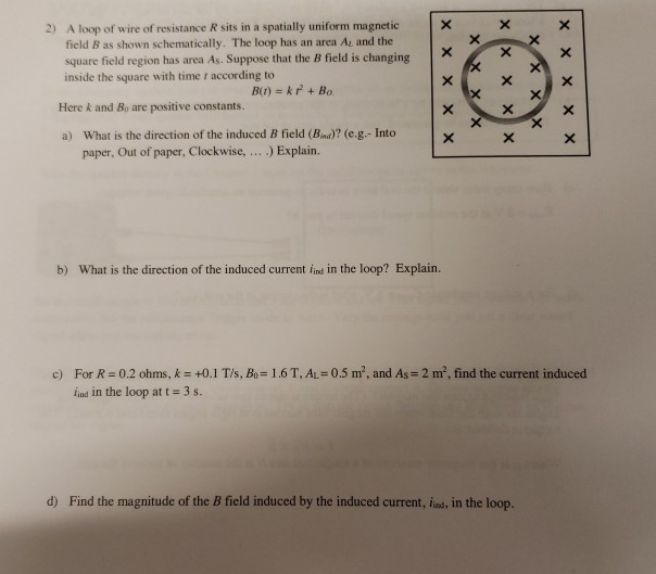 Solved 2) A loop of wire of resistance R sits in a spatially | Chegg.com