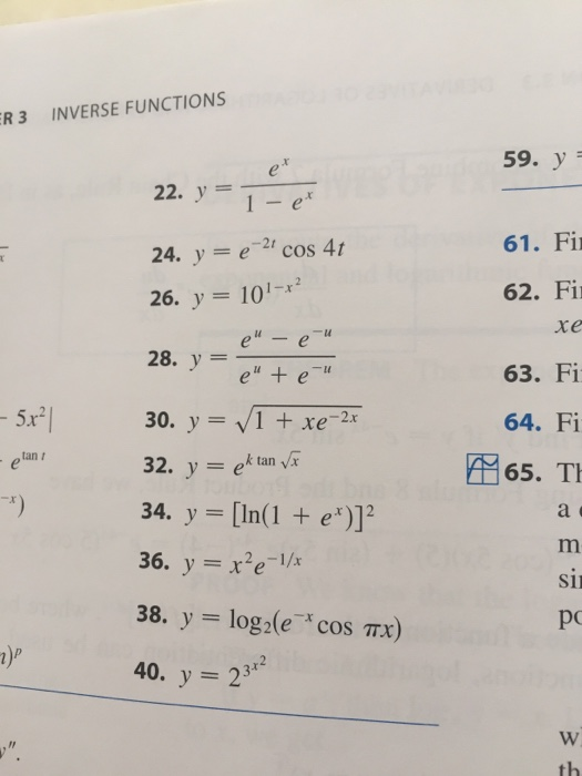 Solved R 3 INVERSE FUNCTIONS 59. y 22. У = 1-ex 24. y- e2 | Chegg.com