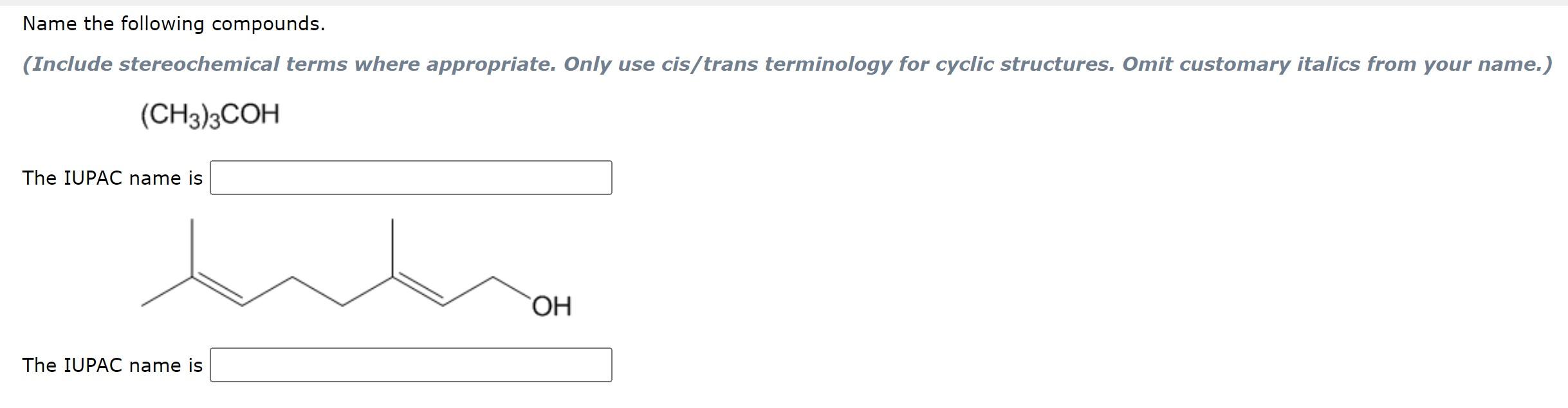 Solved Name the following compounds. (Include stereochemical | Chegg.com