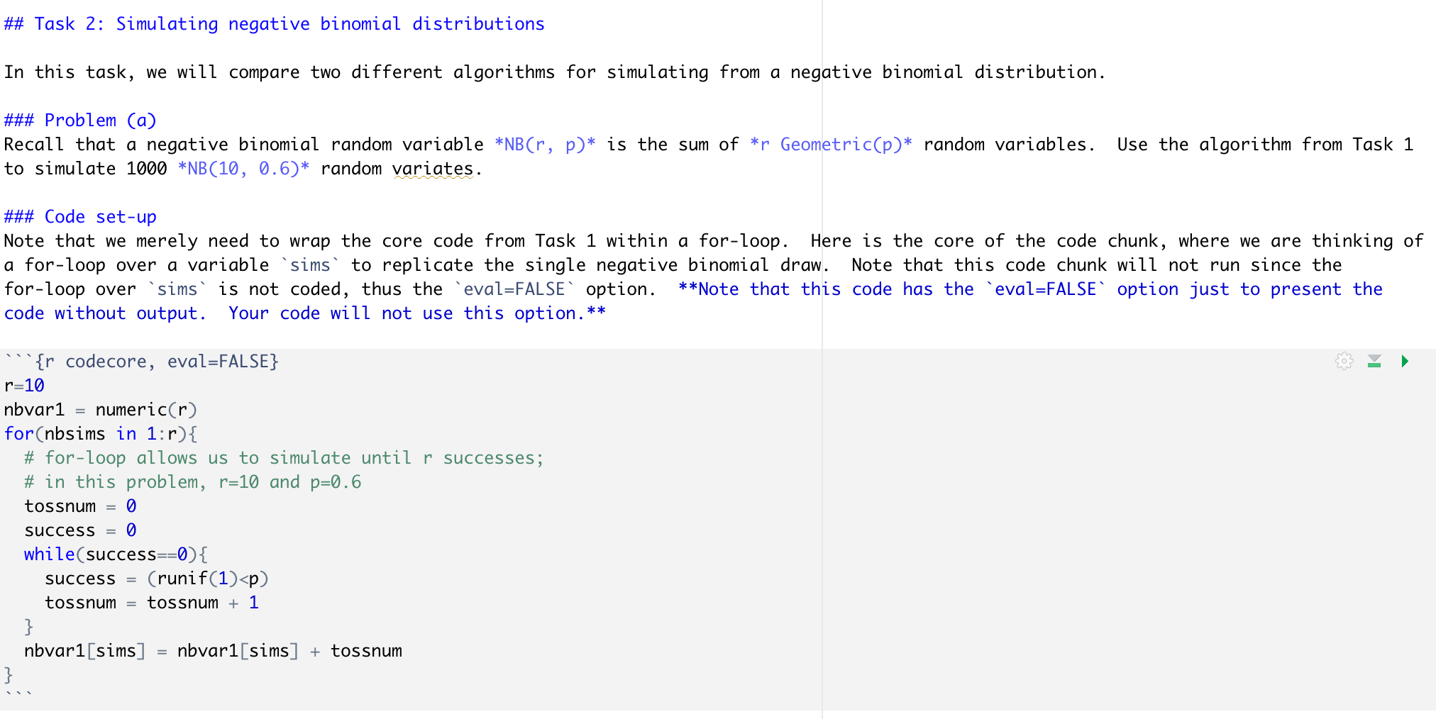 ## Task 2: Simulating negative binomial distributions | Chegg.com