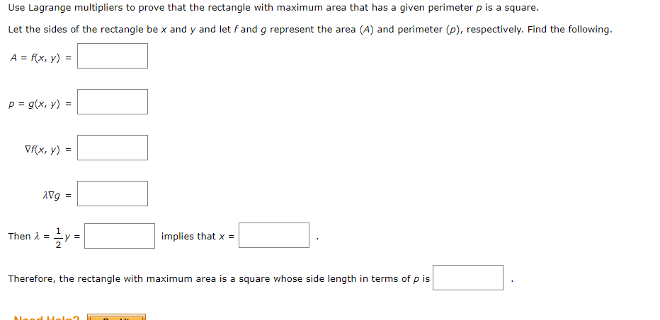 Solved Use Lagrange multipliers to prove that the rectangle | Chegg.com