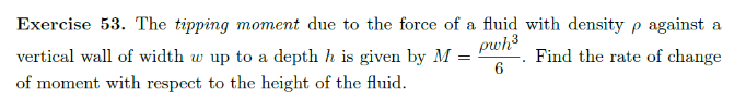 Solved Exercise 53. The tipping moment due to the force of a | Chegg.com