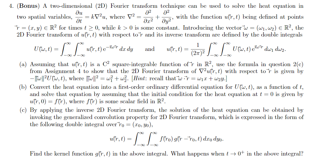 4. (Bonus) A two-dimensional (2D) Fourier transform | Chegg.com