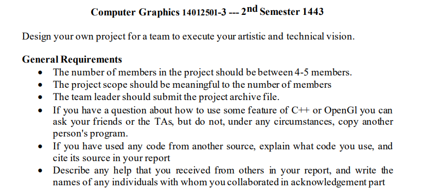 Computer Graphics 14012501-3 --- 2nd Semester 1443 | Chegg.com