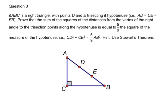 Solved Question 3 ABC is a right triangle, with points D and | Chegg.com