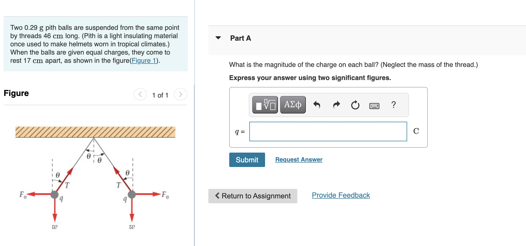 Solved Two 0.29g ﻿pith balls are suspended from the same | Chegg.com