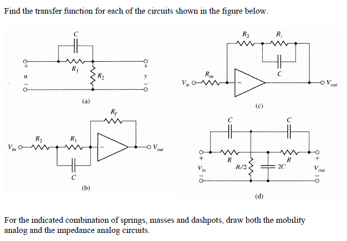 Solved Find the transfer function for each of the circuits | Chegg.com