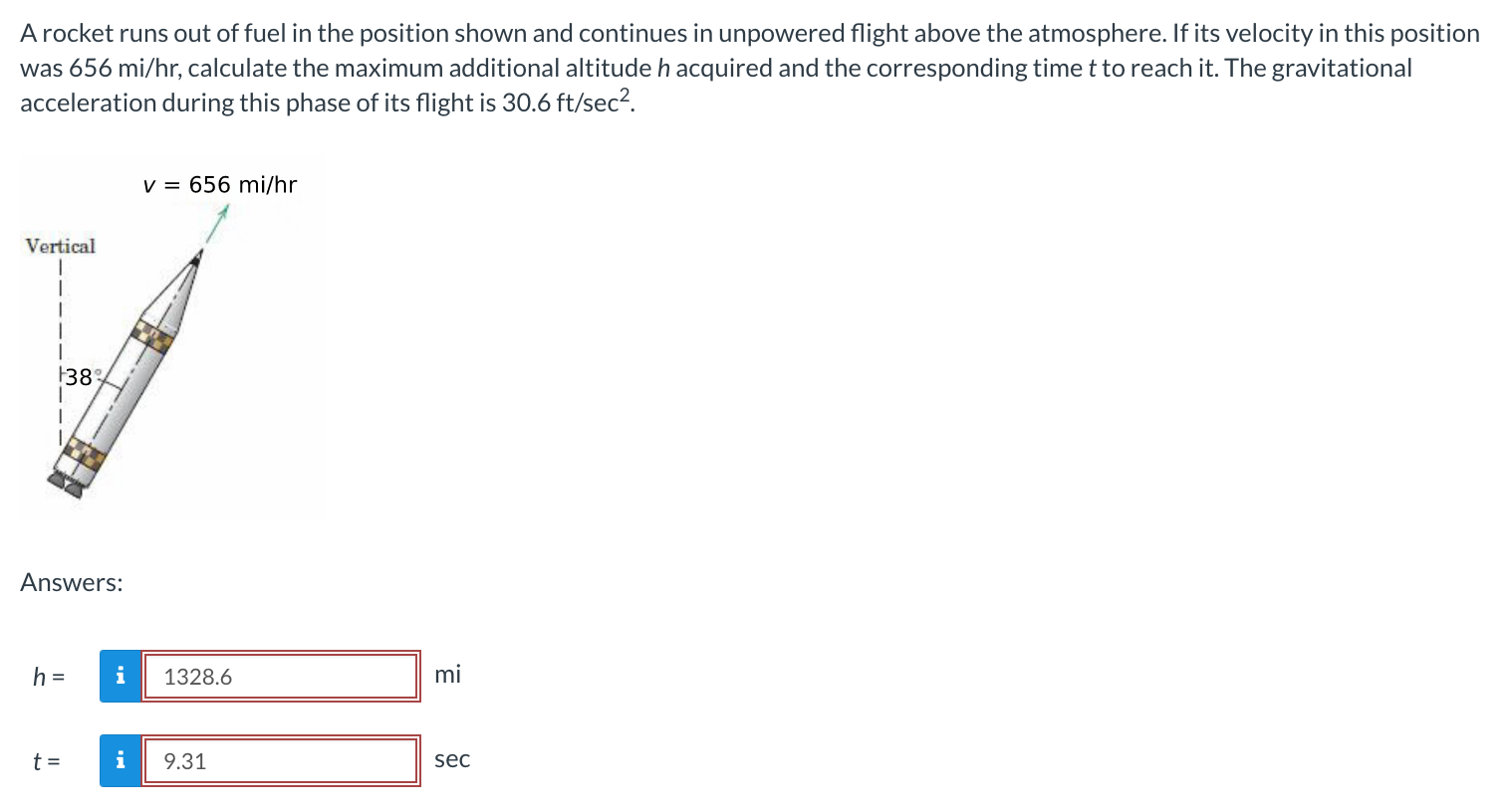 Solved A rocket runs out of fuel in the position shown and | Chegg.com