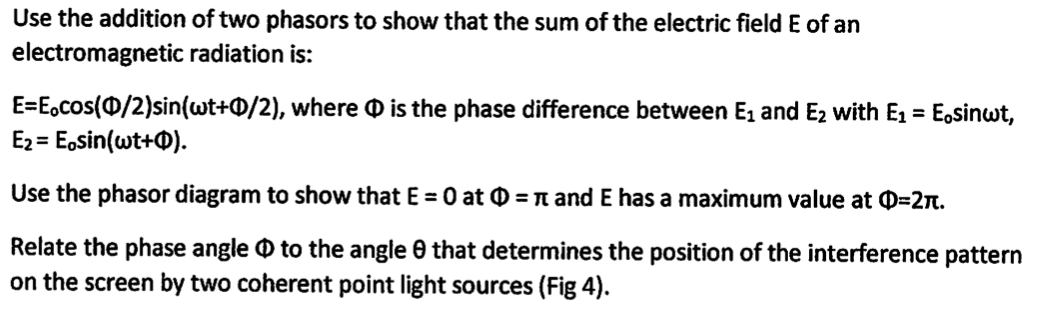 Solved Use the addition of two phasors to show that the sum | Chegg.com