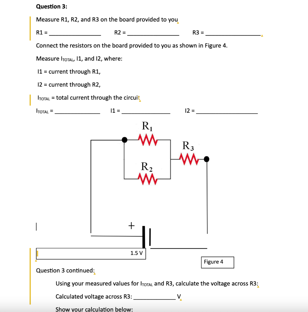 Question 3: Measure R1, R2, and R3 on the board | Chegg.com