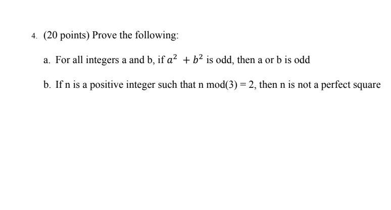 Solved 4 20 Points Prove The Following A For All