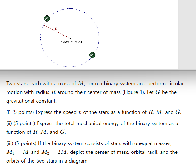 Solved Two stars, each with a mass of \( ﻿M \), ﻿form a | Chegg.com