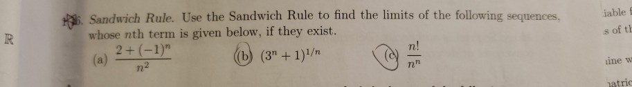 Solved Sandwich Rule. Use the Sandwich Rule to find the | Chegg.com