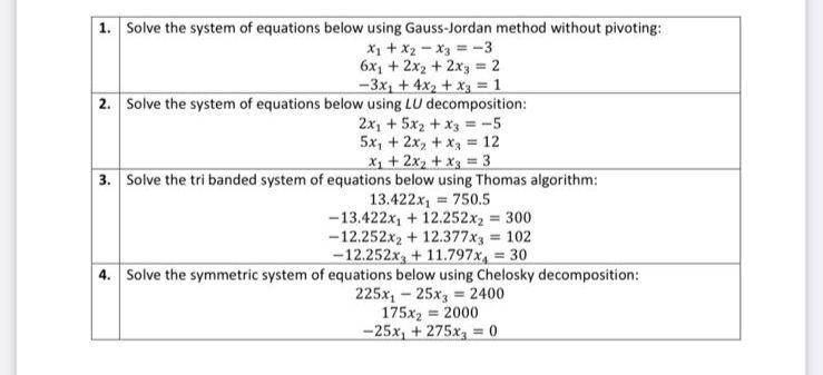 Solved 1. Solve the system of equations below using | Chegg.com