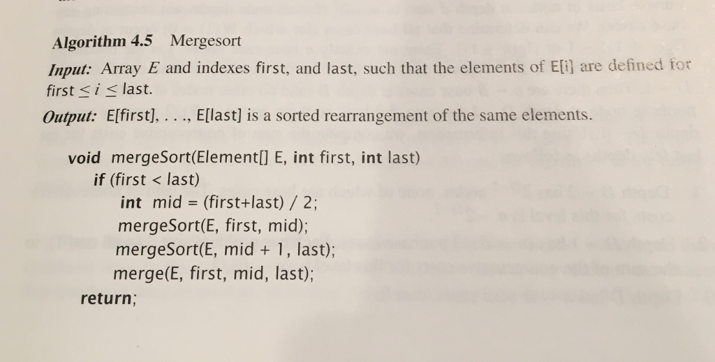 4.1A: Draw the decision tree for Mergesort (Algorithm | Chegg.com