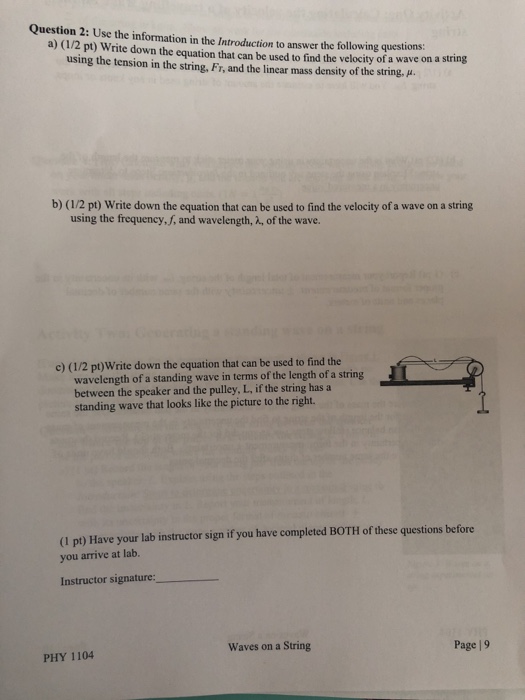 Solved Pre-Lab Activity: Tension in the string If there is a | Chegg.com