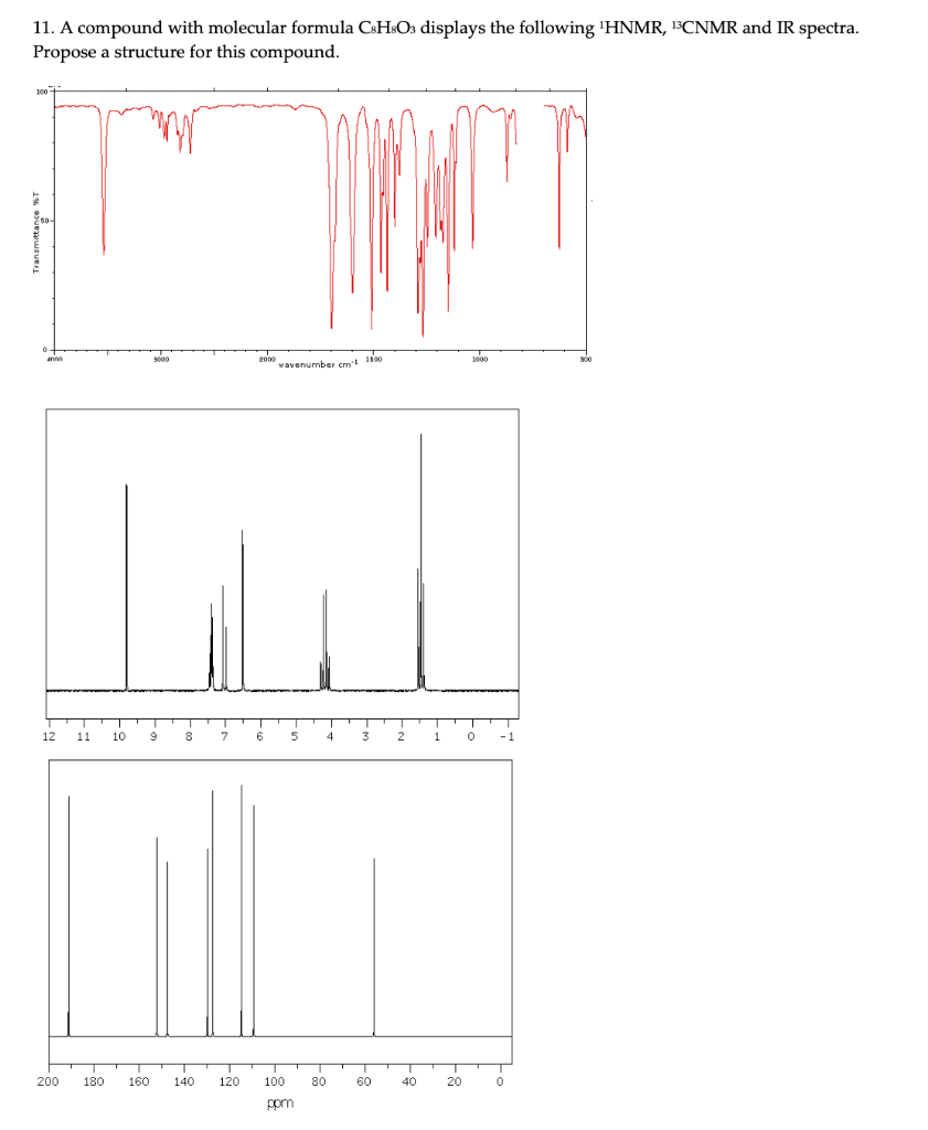 Solved 11. A compound with molecular formula CsH:Odisplays | Chegg.com
