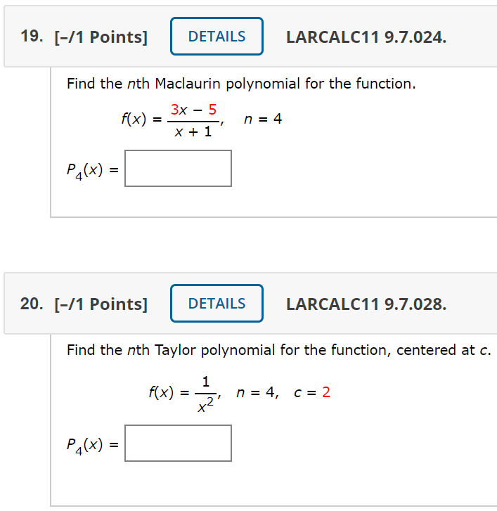 Solved 19. [-/1 Points] DETAILS LARCALC11 9.7.024. Find the | Chegg.com