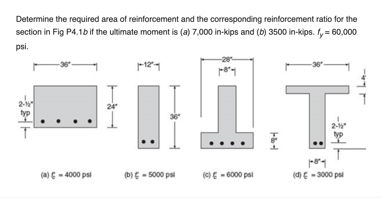 Solved Determine the required area of reinforcement and the | Chegg.com