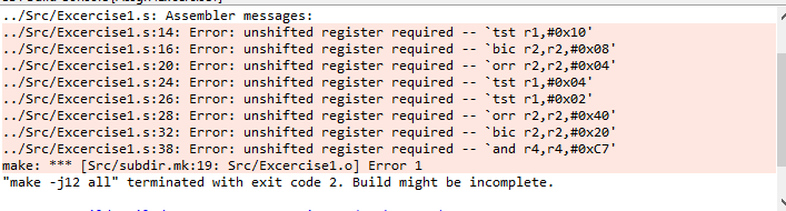 Solved ../Src/Excercise1.s: Assembler messages: | Chegg.com