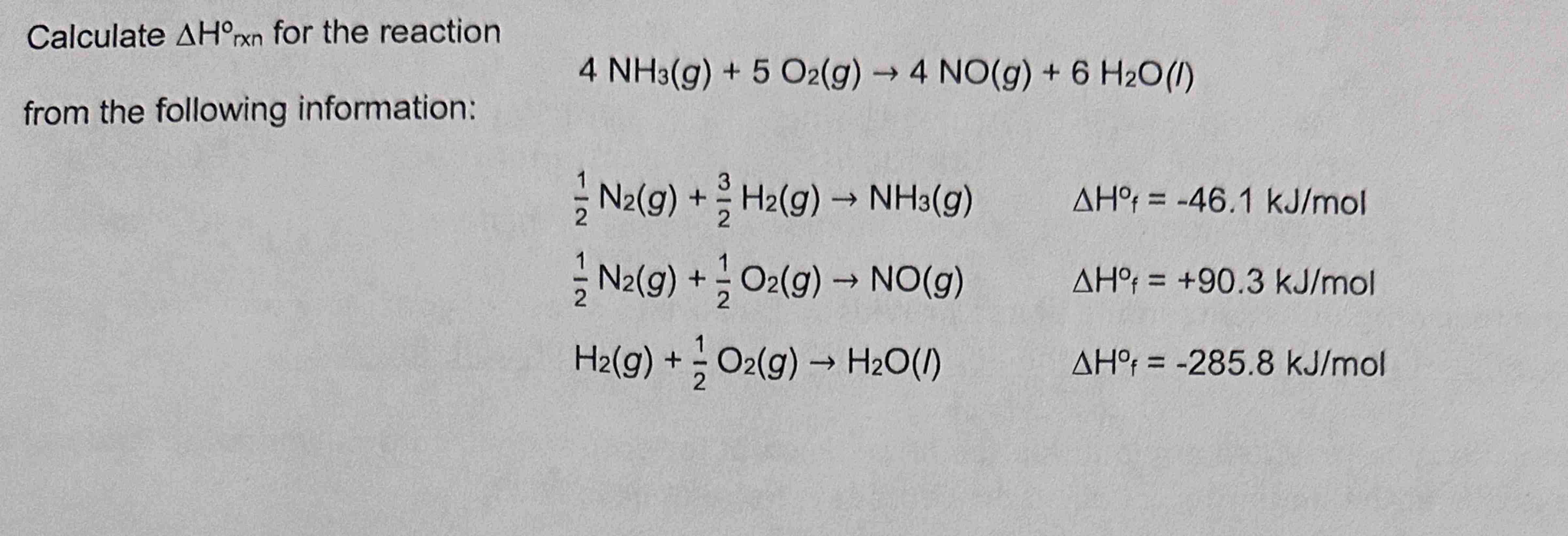 Solved Calculate ΔH°rxn ﻿for the reactionfrom the following | Chegg.com