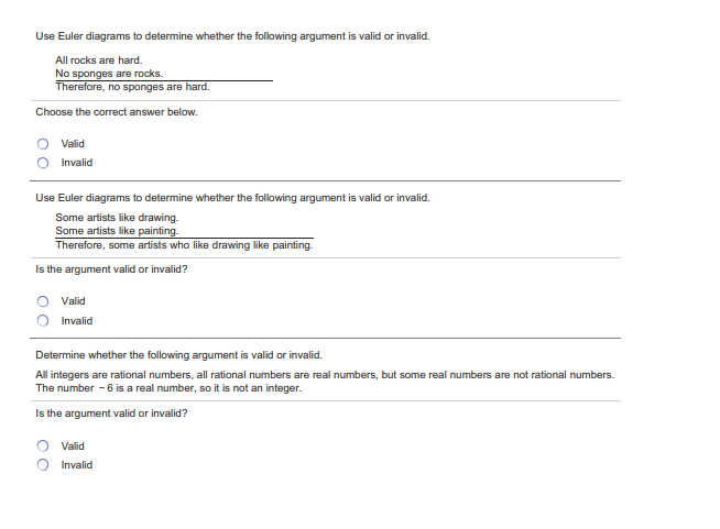 Solved Use Euler diagrams to determine whether the following | Chegg.com