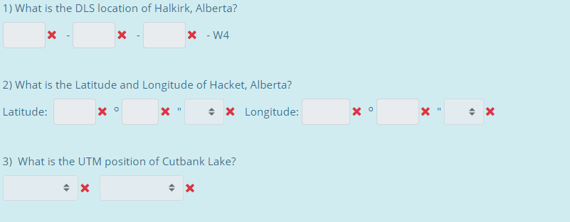 1) What is the DLS location of Halkirk, Alberta? X X | Chegg.com