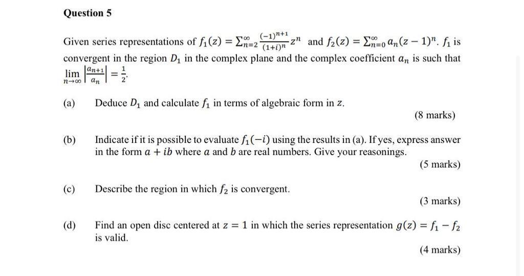 Solved Given series representations of | Chegg.com