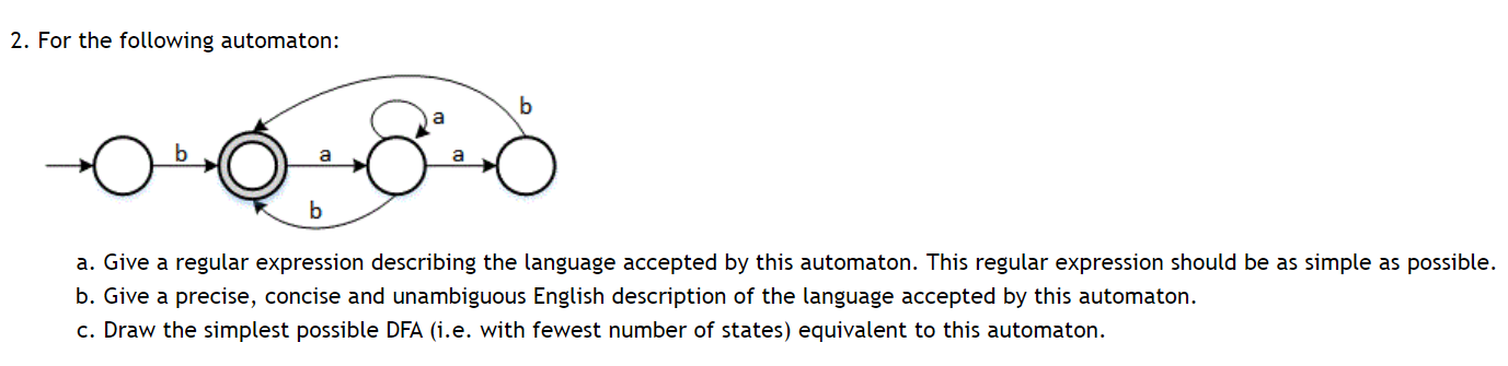 Solved 2. For the following automaton: ood a. Give a regular | Chegg.com