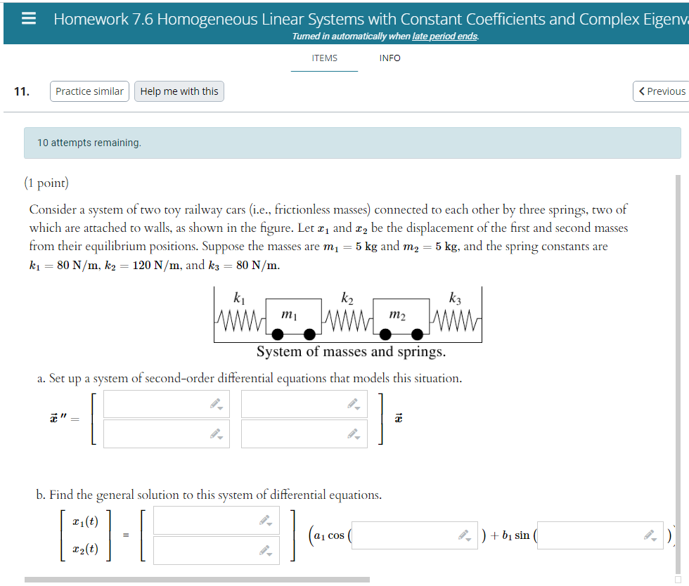 Solved Homework 7.6 Homogeneous Linear Systems with Constant | Chegg.com