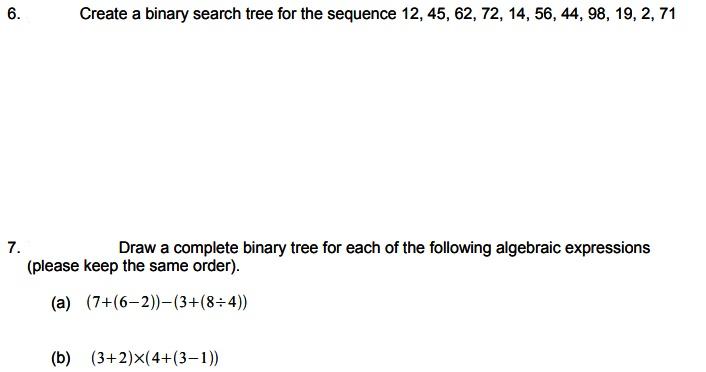 Solved 6. Create a binary search tree for the sequence 12, | Chegg.com