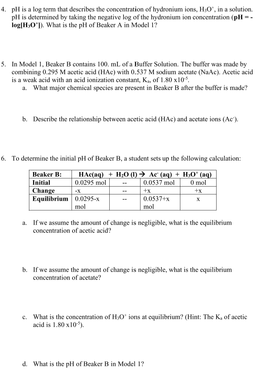 4. \\( \\mathrm{pH} \\) is a log term that describes | Chegg.com