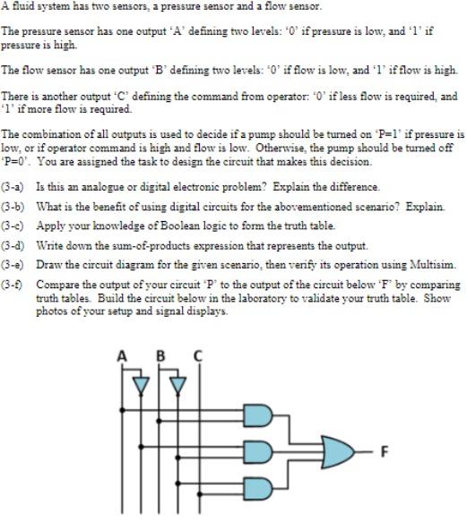 Solved The pressure sensor has one output ' A ' defining two | Chegg.com