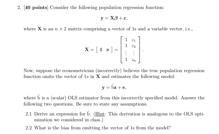 Solved 2. [40 points] Consider the following population | Chegg.com