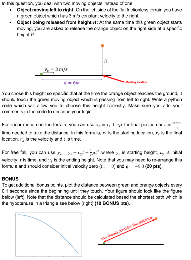 Solved In this question, you deal with two moving objects | Chegg.com