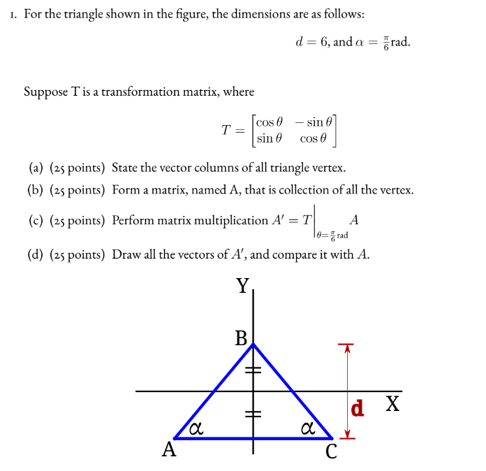 Solved 1. For the triangle shown in the figure, the | Chegg.com