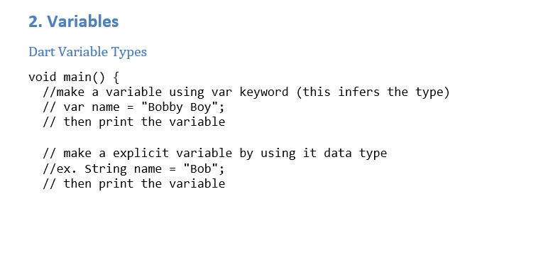 Solved Intro to Dart You will be modifying the code snippets | Chegg.com