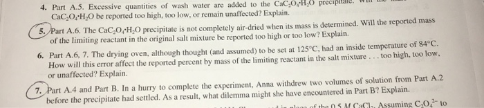 4. Part A.5. Excessive quantities of wash water are | Chegg.com