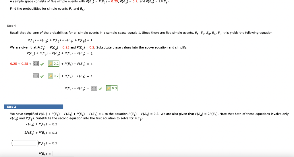 Solved A sample space consists of five simple events with | Chegg.com
