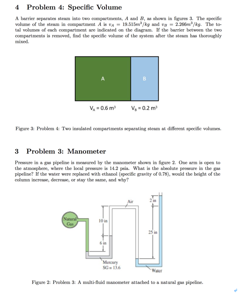 Solved 4 Problem 4: Specific Volume A barrier separates | Chegg.com