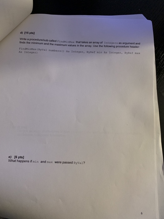 Solved D 15 Pts Write A Proceduresub Called Findminmax 